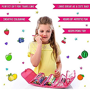 GirlZone Arts and Crafts Fruit Scented Markers and Pencil Case For Girls, Great Gifts For Girls