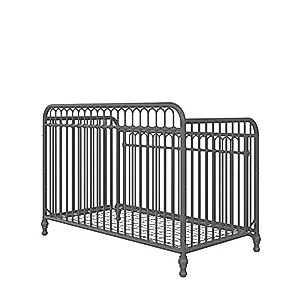 Little Seeds Raven 3-in-1 Convertible Metal Crib, JMPA Certified, Gray