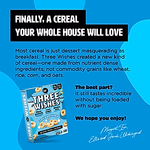 Plant-Based and Vegan Breakfast Cereal by Three Wishes - Unsweetened, 6 Pack - More Protein and Less Sugar Snack - Gluten-Free, Grain-Free - Non-GMO
