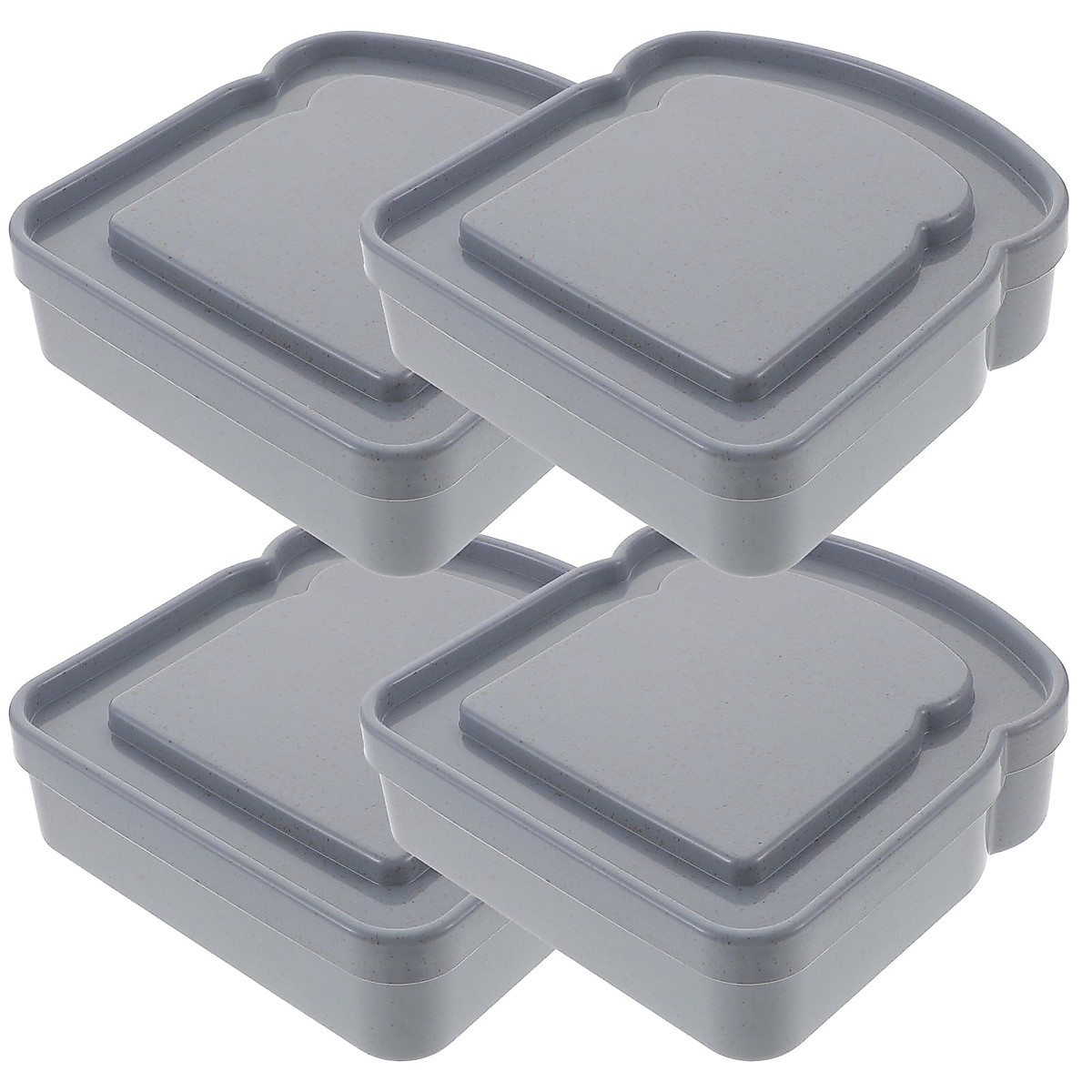 Ipetboom 4pcs Sandwich Containers Toast Shape Sandwich Box with Lid Food Storage Containers Lunch Containers for Meal Prep and Lunch Boxes - Grey, 5.1x4.8x1.6 Inch