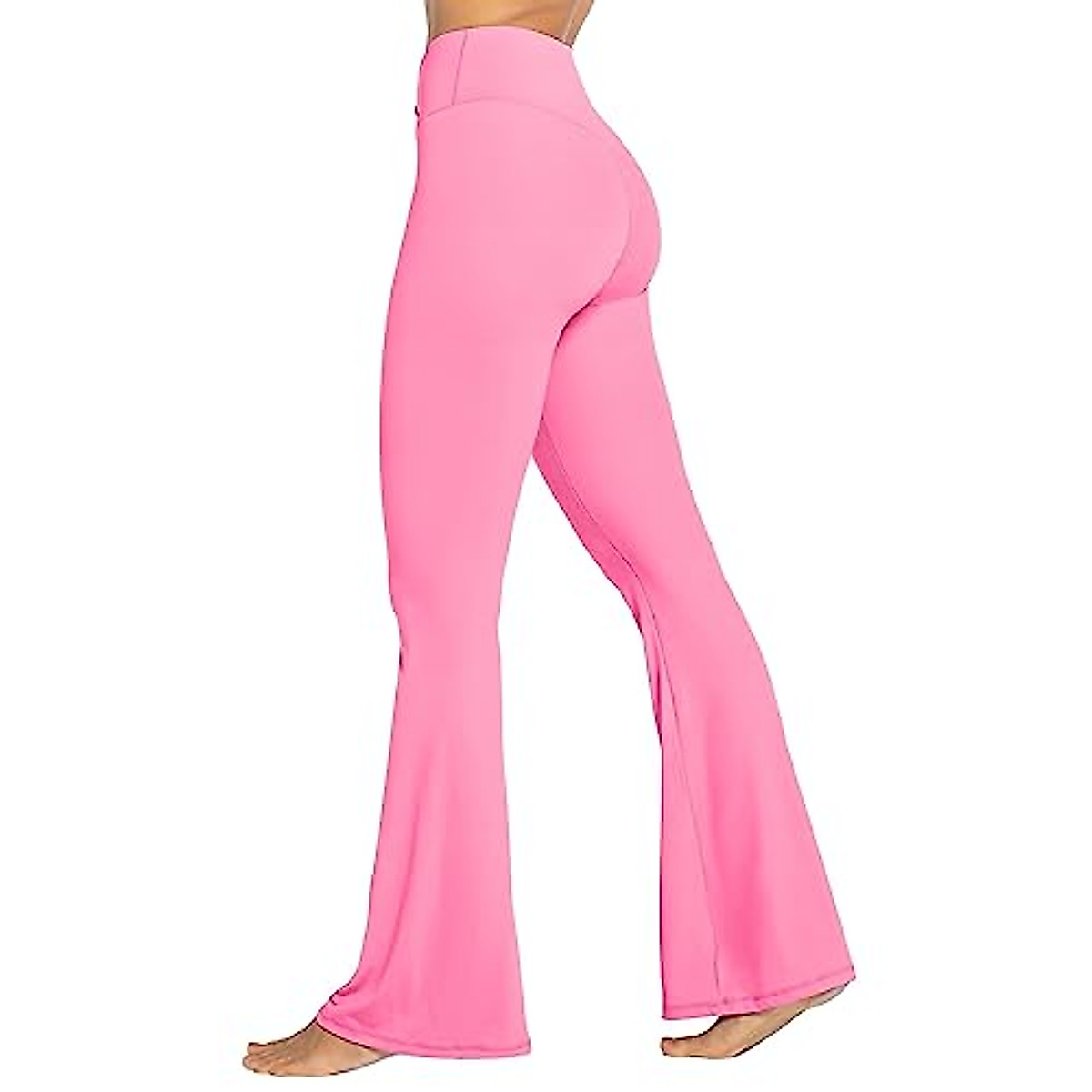 Sunzel Flare Leggings, Crossover Yoga Pants with Tummy Control, High Waisted and Wide Leg, No Front Seam Bubblegum Pink Medium 30" Inseam