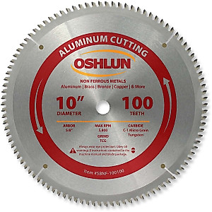 Oshlun SBNF-100100 10-Inch 100 Tooth TCG Saw Blade with 5/8-Inch Arbor for Aluminum and Non Ferrous Metals