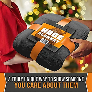 Oversized King Blanket 120x120 - Extra Large Blanket - Biggest Blanket in the World - 10x10 Family Blanket - Super Cozy Fleece Throw - Huge Blanket for Bed - Biggest Gift of 2023 (Dark Gray)