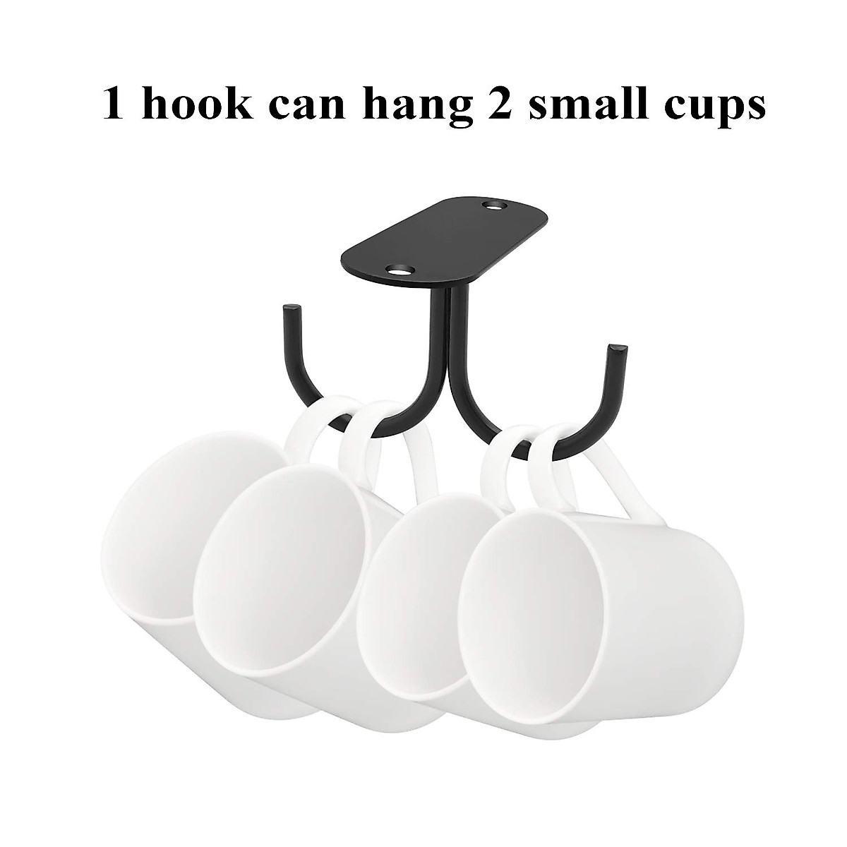 Mocoum Under Cabinet Mug Hooks, Rustic Mug Organizer Rack Coffee Cup Holder Mug Rack Under Shelf Hanging Hooks Rack for Mugs, Coffee Cups and Kitchen Utensils Display (Black, 6)