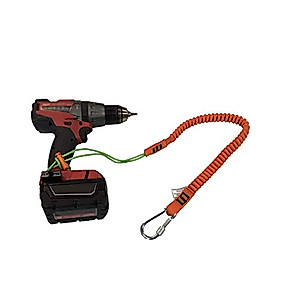 Malta Dynamics Tool Tether Lanyard with Carabiner Attachment, 53" Expansion, Adjustable Loop End (1 Pack)