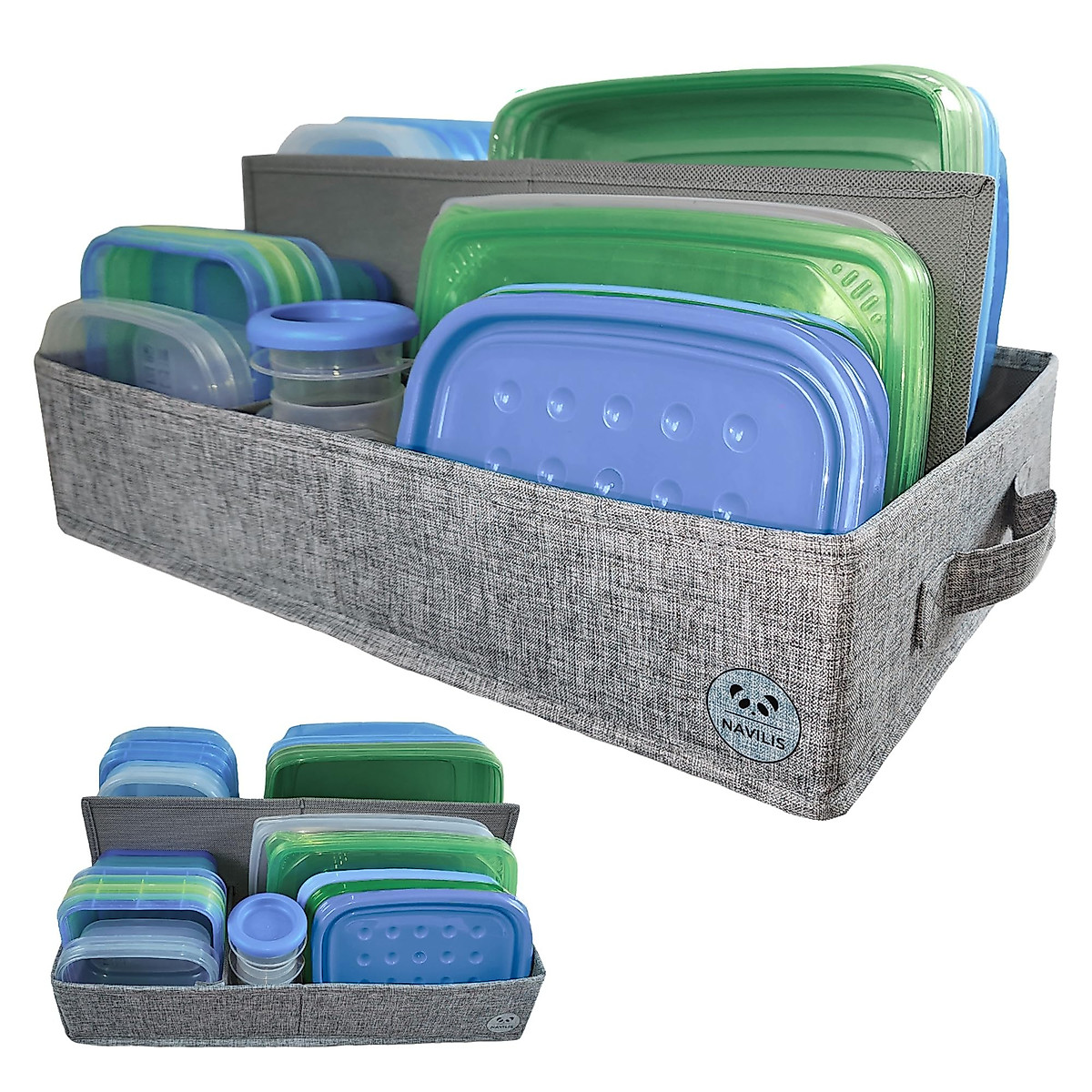 NAVILIS Lid Organizers Inside Cabinet - Food Storage Container Organizer Suitable For Large Containers - Lid Storage Organizer With 6 Adjustable Dividers