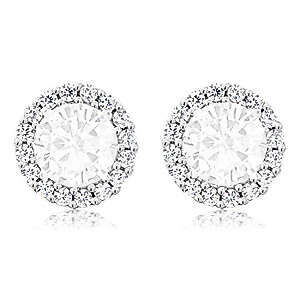 Gem Stone King 925 Sterling Silver White Zirconia Women Earring Jackets For 7.00MM Round Cut Studs