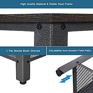 ADtest Industrial Bench, Entryway Rack with 2 Mesh Shelves, Shoe Storage Shelf Organizer, Sliver