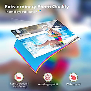 Liene Photo Printer Paper & Cartridge, 2 Ink Cartridge Refill & 80 Sheets Photo Papers, 4x6, Dye Sublimation, Water & Oxidation-Proof, Compatible w Printer, for Display, Framing, Scrapbook