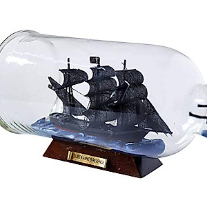 Hampton Nautical Blackbeard's Queen Anne's Revenge Model Ship in a Glass Bottle 11" - Famous Pir
