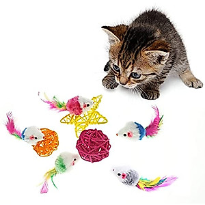 Aftermarket Furry Pet Cat Toys Mice, Cat Toy Mouse, Pet Toys for Cats, Cat Catcher for Feather Tails, 10 Counting