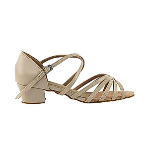 Very Fine Dance Shoes - Ladies Practice, Cuban Low Heel, Waltz Ballroom Dance Shoes - 1670C - 1.5-inch Heel and Foldable Brush Bundle - Tan Leather - 8.5