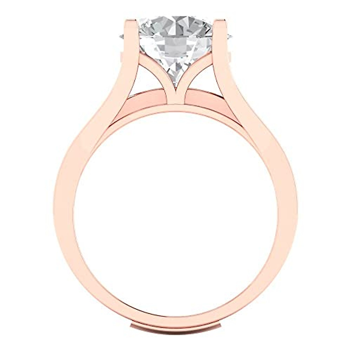 3.39 ct Round Cut Clear Simulated Diamond 14k Rose Gold Solitaire W/Accents Wedding Engagement Bridal Ring Band Set Sz 10.75