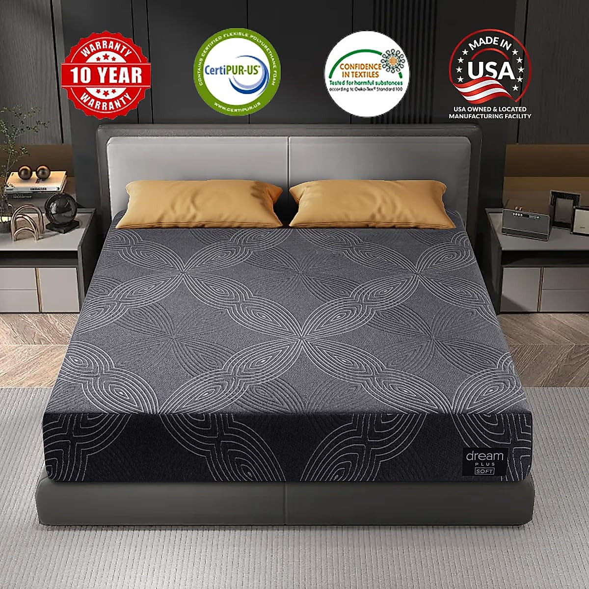 TRIPUB King Mattress, Medium Firm10 Inch Memory Foam Mattress in a Box,Cooling Gel Foam&Pressure Relief,Made in USA,CertiPUR-US Certified,King Size Bed,80" X 76" X 10"