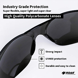 ROAR Smoke Safety Glasses 12 pairs per box Eyewear Protective Glasses Safety Goggle Airsoft Goggle, Strong Impact Resistant Lens for Laboratory, Construction,gardening, Industrial Safety, Craft