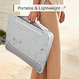 HUANUO Lap Laptop Desk - Portable Lap Desk with Pillow Cushion, Fits up to 15.6 inch Laptop, with Anti-Slip Strip & Storage Function for Home Office Students Use as Computer Laptop Stand - Marble