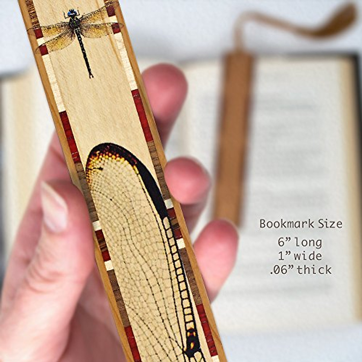 Dragonfly Wing Handmade Wooden Bookmark - Made in The USA