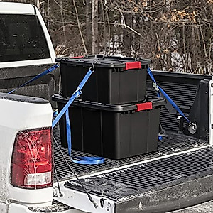 QTIQ 15 Gallon Industrial Tote Plastic, Black, Set of 6