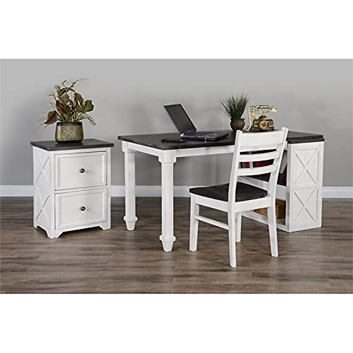 Pemberly Row 18" Wood Dining Room Ladderback Chair with Wood Legs for Kitchen, Modern Restaurant Chairs in Off White and Dark Brown