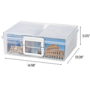 IRIS USA 4" x 6" Photo Storage Craft Keeper, 2 Pack, Main Container with 16 Organization Cases for Pictures, Crafts, Scrapbooking, Stationery Storage, Protection and Organization, Clear
