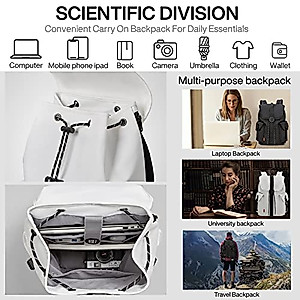 Mixi Travel Laptop Backpack for Women & Men Carry On Backpack fits 16'' Laptop, Waterproof Lightweight Casual Hiking Weekender Bags Rucksack,17 Inch, Interstellar White