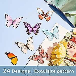 24 Pieces Butterfly Magnetic Bookmarks Magnet Page Markers Foldable Butterfly Page Clip Cute Book Marks for Kids, Students Reading, Office Stationery Supplies, Presents
