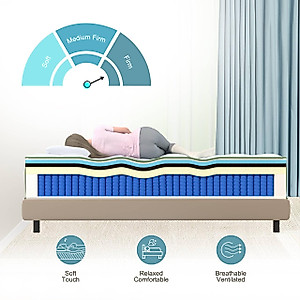 Teenager 8 inch Full Mattress, Edge hardening to prevent slippin, Hybrid Mattress, Edge Reinforcement & Pocket Innerspring for Motion Isolation, Breathable Cover with High Density Memory Foam