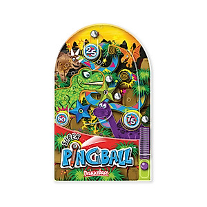 Pingball Dinosaur Travel Game by Deluxebase - Mini Pinball Game, a Classic Retro Handheld Arcade Game. Small Travel Games for Kids Great Action Games and Reflex Games for Party Favor or Party Bags