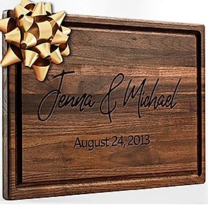 Personalized Walnut Cutting Board with Coasters, Mineral Oil and Gift Wrap Available - Customize Your Own Chopping Board Made in USA (Design 16, 3. Walnut 17"x11")