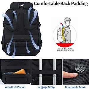 VANKEAN 17.3'' Travel Laptop Backpack TSA Friendly, Water Resistant Anti Theft Extra Large Backpack with RFID Pockets College Backpacks with USB Port for Men Women School Business Work Bag, Black