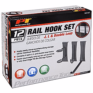 Performance Tool W5167 12pc Rail Hook Set (J-shaped, L-shaped & Double Loop Hooks)
