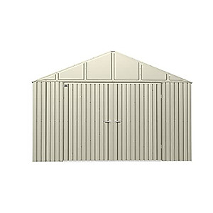 Arrow Shed Elite 12' x 14' Outdoor Lockable Gable Roof Steel Storage Shed Building, Cool Grey