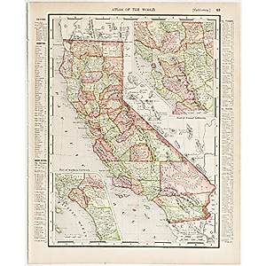 California with insets of Southern & Central Regions (1907)