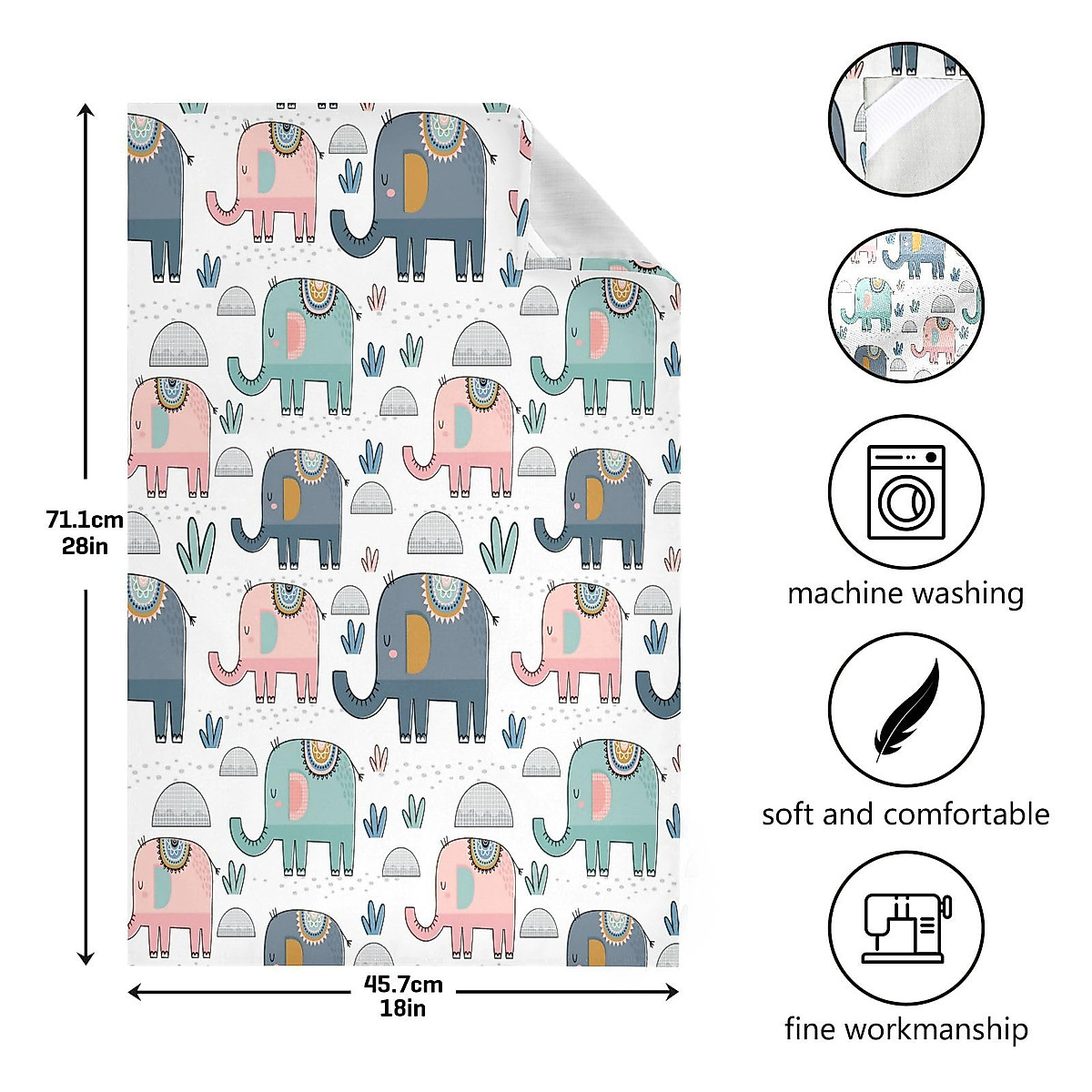 Kigai Elephant Kitchen Towels, 18 x 28 Inch Super Soft and Absorbent Dish Cloths for Washing Dishes, 4 Pack Reusable Multi-Purpose Microfiber Hand Towels for Kitchen