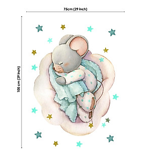 UNIQUE Mint Mouse Fabric Panel 29x39in, Quilting Panel, Baby Quilt Panel, Cotton Baby Panel, Blanket Panel, Cotton Sateen Fabric Panel for Quilting