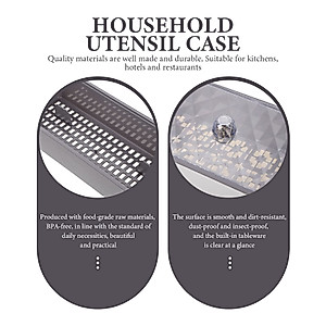 Cabilock 2pcs Diamond Cutlery Box Kitchen Drawer Organizer Cutlery Tray with Cover Silverware Tray Tableware Storage Case Flatware Clamshell White The Pet Household Products -