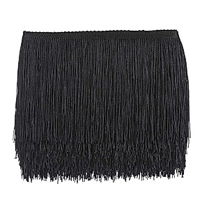 AWAYTR 10 Yards Sewing Fringe Trim - 6in Wide Tassel for DIY Craft Clothing and Dress Decoration (Black, 6 Inches Wide)