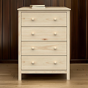 From the Tree Furniture Chest 4 Drawer 30" Solid Wood Unfinished - Ample Storage with Beach Charm for Any Space