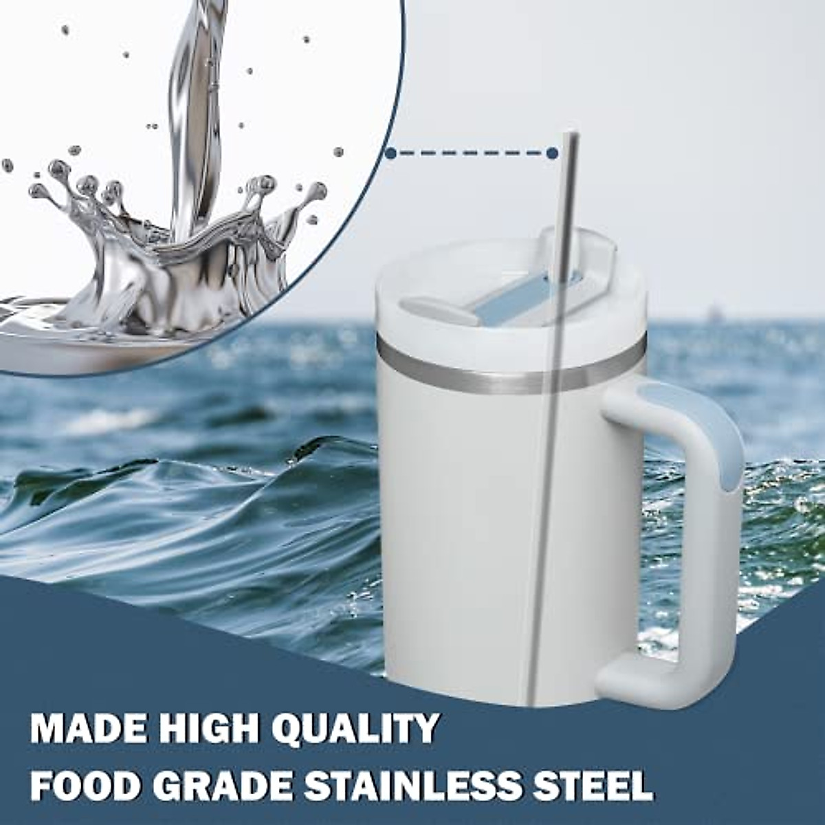 for Stanley Quencher 40oz Tumbler 6x Metal Stainless Steel Straws, 12inch Replacement Extra Long/Tall Straws for Stanley Cup 40oz Drinking Reusable Accessories (3x Straight & 3x Bent)