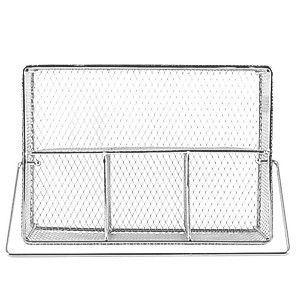 G.E.T. Enterprises Stainless Steel 9.375" x 6.875 Mesh Wire Flatware Basket, 4.5" Deep Iron Chrome Plated Condiments Collection WB-700 (Pack of 1)