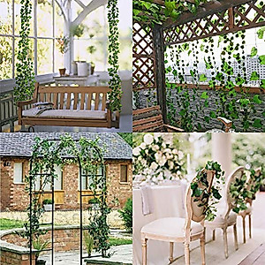 Gooteff 168 Ft Fake Plants Artificial Ivy Leaf Greenery Garland Plants Fake Hanging Vine Garland Fake Leaves for Party Garden Office Christmas Wedding Wall Home Decor（24 Pack）