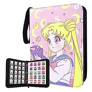 DLseego Moon Girl 300 Pockets Card Binder Holder For Amibo Cards NFC Tags Game Cards Storage Carrying Case Bag Waterproof Cartridges Organizer Mini Size Trading Cards Album Book with Zipper
