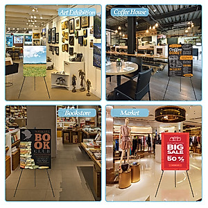 Thickened Easel Stand for Wedding Sign & Poster 63'' Portable Easels for Display Art Easel for Floor Adjustable Metal Easel Stand,Quick Set-Up Tripod Stand, Presentations,Signs,Posters (Black 1PC)