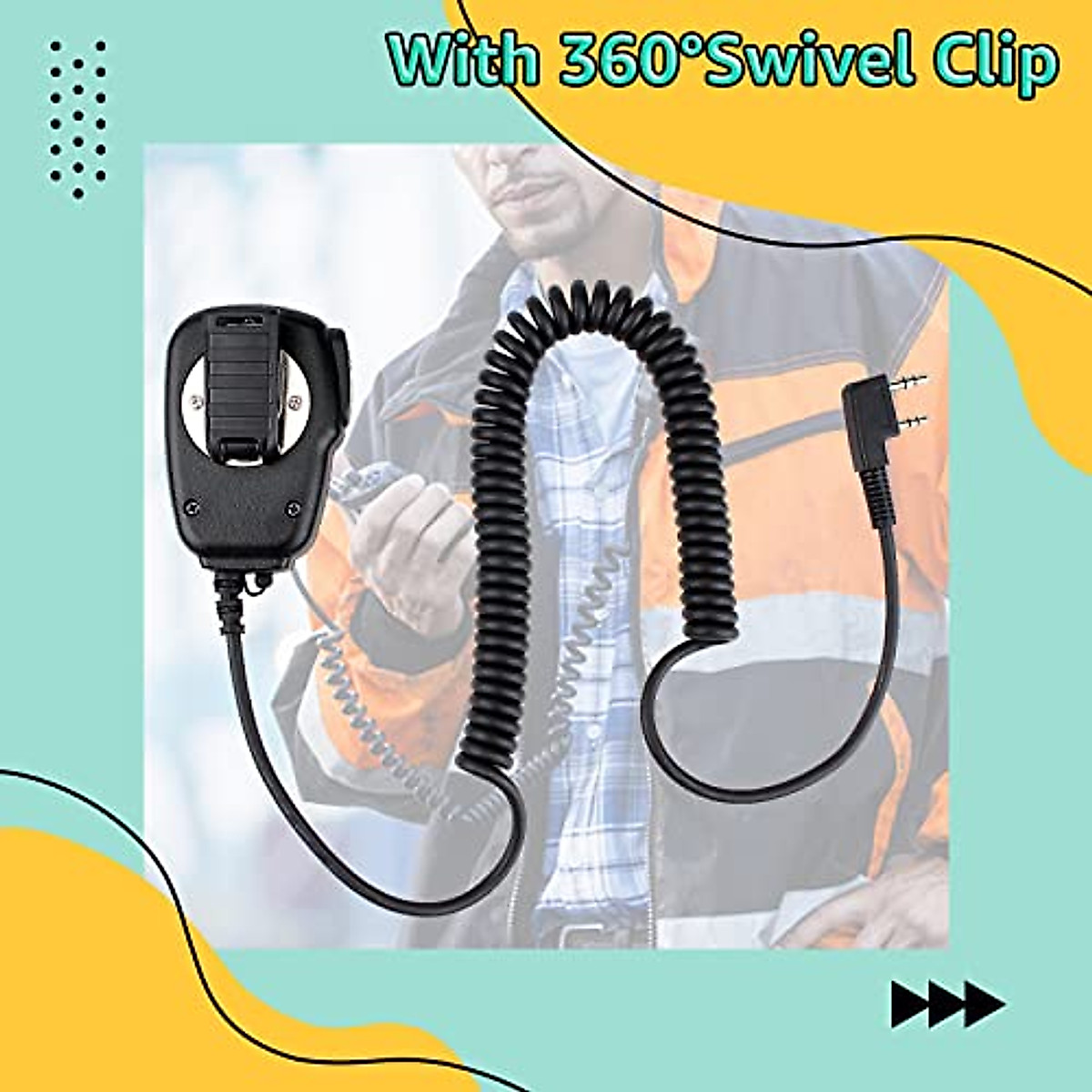 Retevis H-777 Walkie Talkies Mic 2 Pin Shoulder Speaker Mic Compatible with Retevis RT22 RT21 RT68 RT27 RB26 RT85 RT22S RT86 RT19 RT17 Baofeng UV-5R BF-F8HP 2 Way Radios,with 3.5mm Audio Jack(1 Pack)