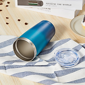 COMOOO 20oz Tumbler with Straw Stainless Steel Insulated Coffee Tumbler Cups Double Wall Vacuum Travel Coffee Mug with Splash Proof Sliding Lid for Hot Cold Drinks (Dark Night, 1 Pack)