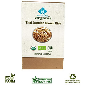 Organic Jasmine Brown Rice from Thailand - Thai Whole Grain Vegan Natural Healthy Superfood Gluten-free - 2 LB