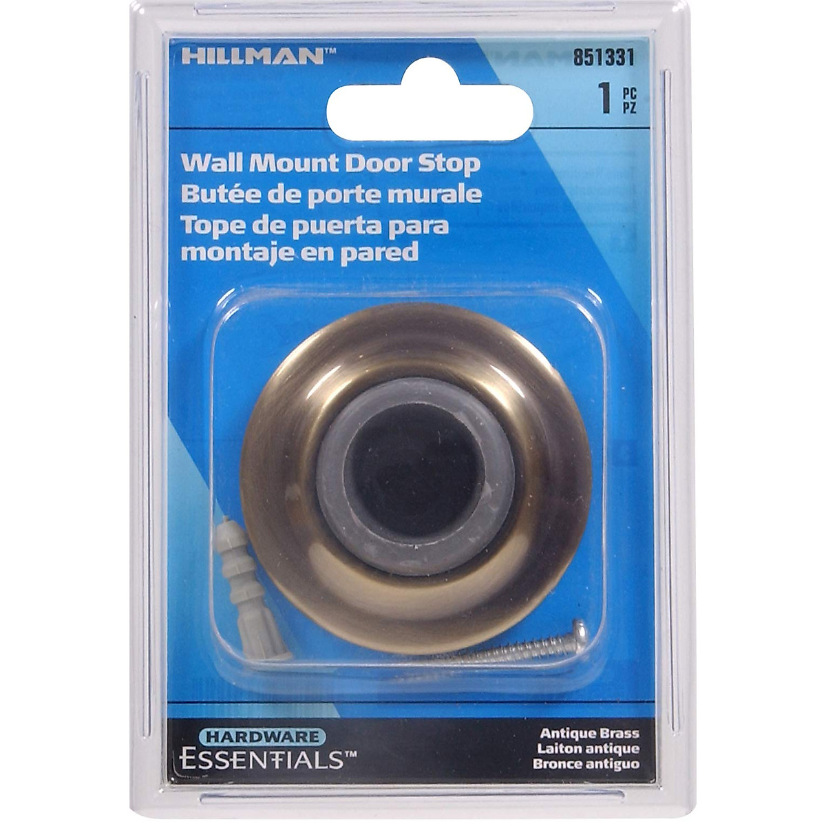 Hardware Essentials 851331 Wall Mount Door Stop Antique Brass 2-3/8"