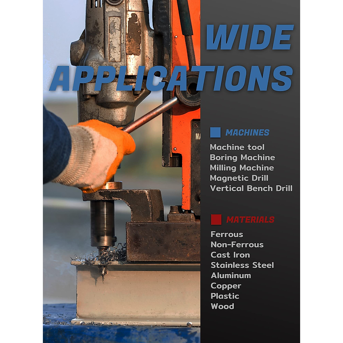 Lichamp Annular Cutter Set, M2 HSS Mag Drill Bits for Magnetic Drill Press Hard Steel Drill Project, 6 Pack with 1/2" to 1-1/16" Diameter and 1" Cutting Depth with case