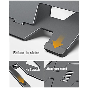 YHCFLY Laptop Stand for Desk Aluminum Notebook Stand Adjustable Portable Foldable Computer Stand with Anti-Slip Laptop Riser Compatible with MacBook, iPad and All 10-15.6" Laptops
