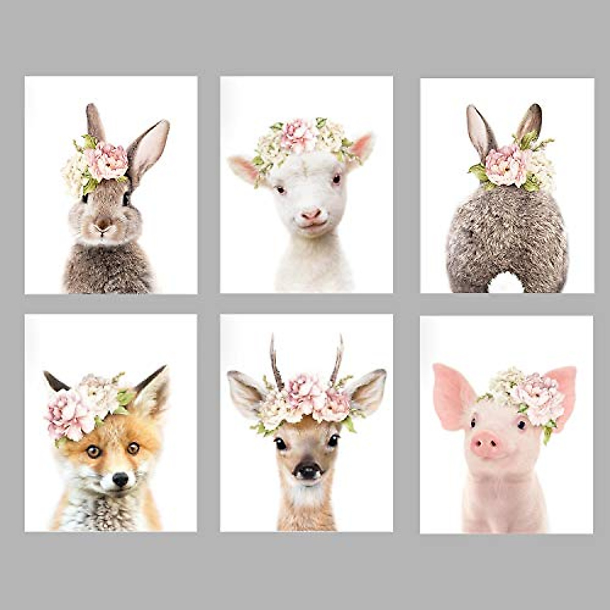 EPHANY Baby Animal Posters and Prints Rabbite Piglet Deer Fox Canvas Painting Nursery Pig Wall Art, Piglet Print Wall Art Nordic Picture Kids Room Decoration YMX013 (12"X16"(30x40cm))